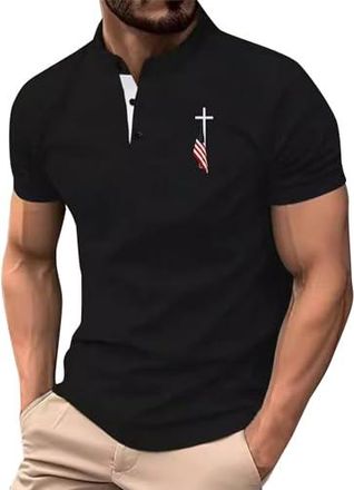 Generic Polo basique classique pour homme, coupe classique, v&ecirc;tement de travail d&eacute;contract&eacute;, chemise &agrave; boutons, l&eacute;ger, respirant, extensible, tuniques de vaca