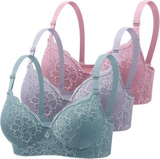 Generic Soutien-gorge classique en dentelle pour femme avec armatures, 3 pi&egrave;ces, ensemble de soutien-gorge avec bustier r&eacute;glable, ensemble de soutien-gorge co