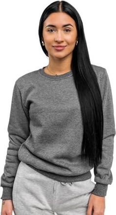 BOLF Femme Sweat-Shirt Sweat Manches Longues Temps Libre Sport Fitness Outdoor Basic Casual Style W01A1 Graphite XL [A1A]