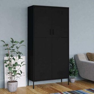 vidaXL Kleiderschrank Schwarz 90x50x180 cm Stahl - Vidaxl