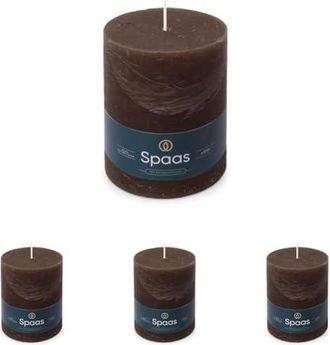 Spaas Rustik-Stumpenkerze, 100/130 mm, 95h, dunkelbraun (Packung mit 4)