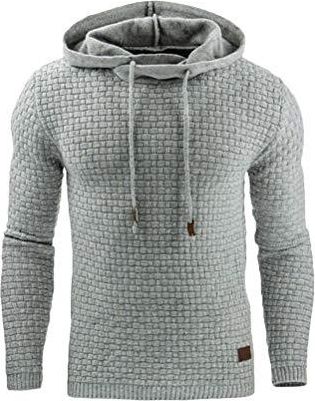 Onsoyours Hommes Pull Sweat À Capuche Hooded Hoodies Mode Pull Veste Chaud Pullover Top Automne Hiver Sportif Casual Jacket Haut Automne Hiver Gris XS