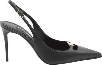 Dolce & Gabbana Femme, Chaussures, Noir, Taille: 37 1/2 EU Escarpins en cuir avec logo