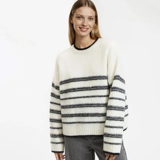 La Redoute Collections Pull Ray&eacute; Col Rond En Grosse Maille