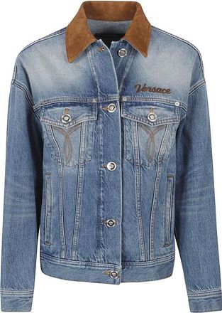 Versace Femme, Vestes, Bleu, Taille: 34 FR Veste Trucker