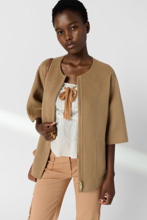 Gerard Darel Manteau court r&eacute;versible en laine fine - PRISSY - Paille