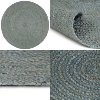 vidaXL Teppich Handgefertigt Jute Rund 240 cm Olivgr&uuml;n - Naturfaser Teppich - Jute Teppich - Runder Teppich - Wohnzimmer Teppich - Schlafzimmerschmuck