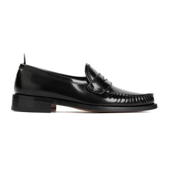 Thom Browne Homme, Chaussures, Noir, Taille: 41 EU Mocassins pliss&eacute;s Varsity