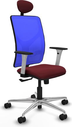 Piqueras y Crespo Computerstuhl mit wei&szlig;en und schwarzen Armlehnen, h&ouml;henverstellbarer Lendenwirbelst&uuml;tze und festem Kopfteil, ausgestattet mit 3 Positionen, Blau/Kasta