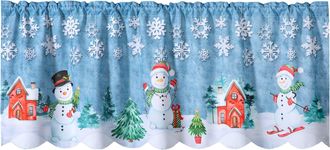 Heimtexland Scheibengardine Winter Deko Gardine 45x120 Weihnachten Fensterdekoration Schneemann Typ651