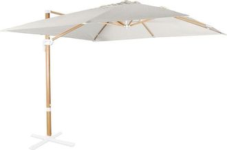 Sweeek Parasol d&eacute;port&eacute; carr&eacute; 3x3m haut de gamme - Falgos - ecru- Parasol excentr&eacute; inclinable. rabattable et rotatif &agrave; 360&deg;