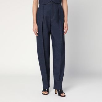 Bottega Veneta Dunkelindigofarbene Hose aus Wollmischung