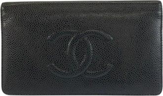 Chanel Portefeuille long en cuir noir Pre-owned - Femme - Pre-owned - Noir - Taille: ONE Size