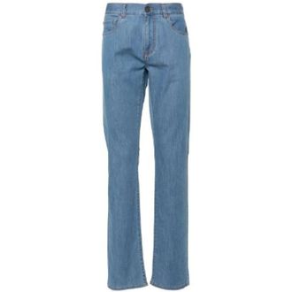 Canali Homme, Jeans, Bleu, Taille: XL Jean Slim Mi-Haut avec &Eacute;cusson Logo