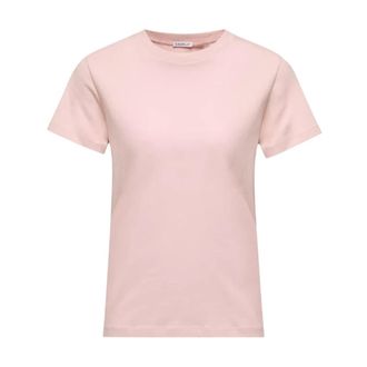 Moncler Logo Baumwoll-T-Shirt - - Tops - Damen - Rosa - L