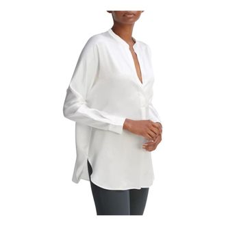 Vince Seidensatinbluse mit Stehkragen - - Blouses & Shirts - Damen - Wei&szlig; - XS