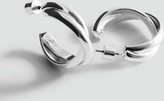 Mango Boucles doreilles cr&eacute;oles entrelac&eacute;es argent - Femme - Taille unique - MANGO