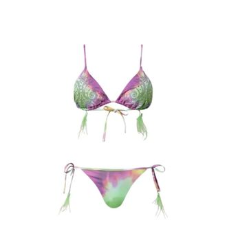 Twinset Femme, Maillots de bain, Multicolore, Taille: 38 FR Bikini Triangle et String Tie-dye