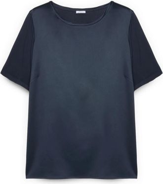 Fiorella Rubino Femme, Tops, Bleu, Taille: 46 FR T-shirt bi-mati&egrave;re &agrave; encolure ronde