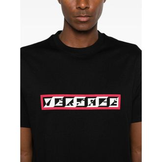 Versace Logo-Print Cotton T-Shirt - Black