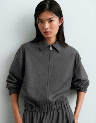 Oysho veste courte en m&eacute;lange de laine grise