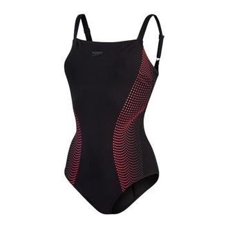 Speedo CrystalLux Maillot de bain 1 pi&egrave;ce pour femme, Noir/cerise, 42 FR
