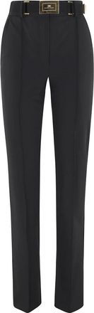 Elisabetta Franchi Femme, Pantalons, Noir, Taille: 40 FR Pantalon Technique Bi-&Eacute;lastique avec Ceinture