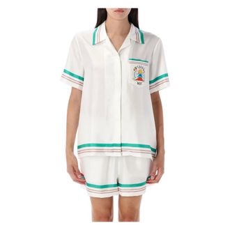 Casablanca Femme, Blouses et Chemises, Blanc, Taille: 40 FR Casa Way Short Sleeve Silk Shirt