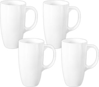 Wilmax England Wilmax - Teetassen & Kaffeetassen - 4er Set - 630ml - Kaffeebecher Porzellan - Becherset - Tasse für Tee, Kaffee, Cappuccino - Porzellantassen mit Gri