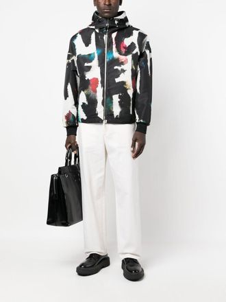 Alexander McQueen Graffiti-Print Hooded Jacket - Black