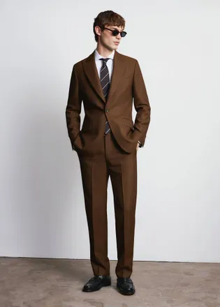 Mango Pantalon slim-fit 100 % laine Vitale Barberis Canonico ocre - Homme - 38 - MANGO MAN