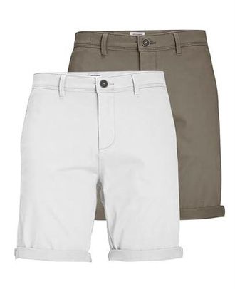 Jack & Jones Short Chino pour Homme, Coupe Droite, Lot de 2 (Velours c&ocirc;tel&eacute;/Blanc), XXL