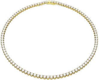 Swarovski Matrix Tennis Halskette Rundschliff, Weiß, 18k vergoldet