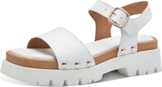 Tamaris Damen Plateau Sandalen Leder Sommer; WHITE LEATHER/weiß; 36 EU