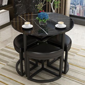 Generic Kleines rundes K&uuml;chen-Esszimmer-Set, moderner Fr&uuml;hst&uuml;ckstisch mit St&uuml;hlen, runde M&ouml;bel f&uuml;r Esszimmer, K&uuml;che und Konferenzraum