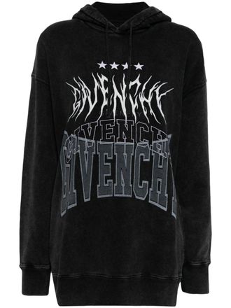 Givenchy hoodie en coton à logo imprimé - Noir