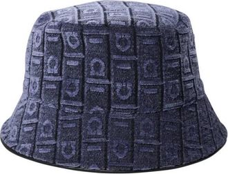 Ferragamo Caps & M&uuml;tzen - Textured Blue Bucket Hat - Gr. 57 - in Blau - f&uuml;r Damen