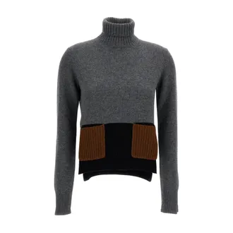 Plan C Plan C, Femme, Pulls, Multicolore, Taille: 40 FR Pull &agrave; col roul&eacute; avec poches