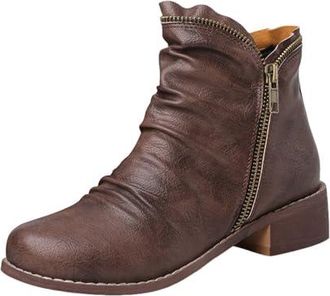 Generic Bottines r&eacute;tro &agrave; talon bas pour femme - Soutien de la vo&ucirc;te plantaire - Mode sans talon - Chaussures de marche antid&eacute;rapantes - Confortables - Avec fe