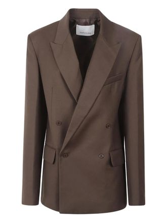 Frankie Shop Newark double-breasted flannel blazer - Braun