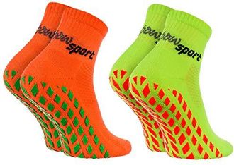 Rainbow Socks Femme Homme Chaussettes Antidérapantes de Sport - 2 paires - Orange Vert - Taille 36-38