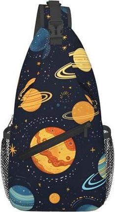 Generic Sacoche Bandouliere Espace Plan&egrave;te Syst&egrave;me solaire Casual Sacs &agrave; Bandouli&egrave;re Mode Sac Poitrine pour Femme Camping Randonn&eacute;e