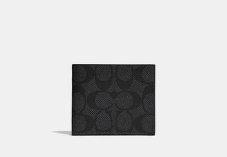 Coach Id-Billfold-Geldb&ouml;rse Aus Signature-Canvas f&uuml;r M&auml;nner in Schwarz