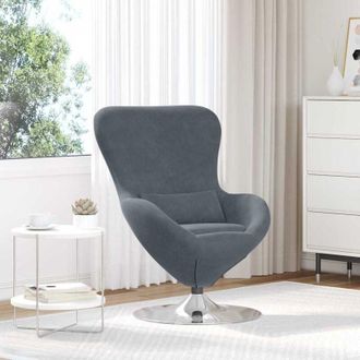 vidaXL Vidaxl - Fauteuil oeuf Gris fonc&eacute; 63 x 73 x 90 cm Velours
