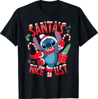Disney Stitch Christmas Santas Nice List Funny Holiday T-Shirt
