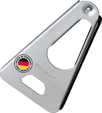 Westmark Vielzwecköffner mit Gummi-Lippe, Glas- und Flaschenöffner/Deckelöffner, Länge: 17 cm, Stahl/Gummi, Twist, Silber, 10502270