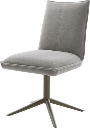 DELIFE Esszimmerstuhl Lelio-Flex Fu&szlig;kreuz Effektfinish Titan Strukturstoff Soft Grau 360&deg; drehbar Wippfunktion Taschenfederkern