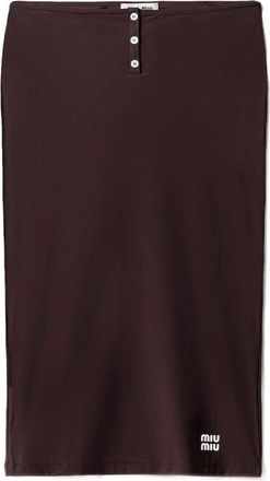 Miu Miu Logo-detail Buttoned Midi Skirt