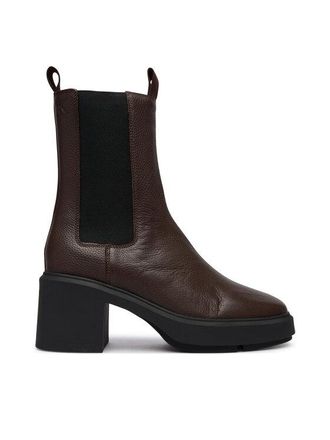 Calvin Klein Stiefeletten Block Heel Chelsea Boot Lth HW0HW03694 Dunkelbraun