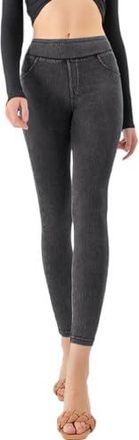 Onsoyours Jeggings Femme Leggings Taille Haute Denim Jeggings Pantalon de Sport Moulant Jeans Slim Extensible Legging Pantalon de Yoga A Gris Foncé XXL